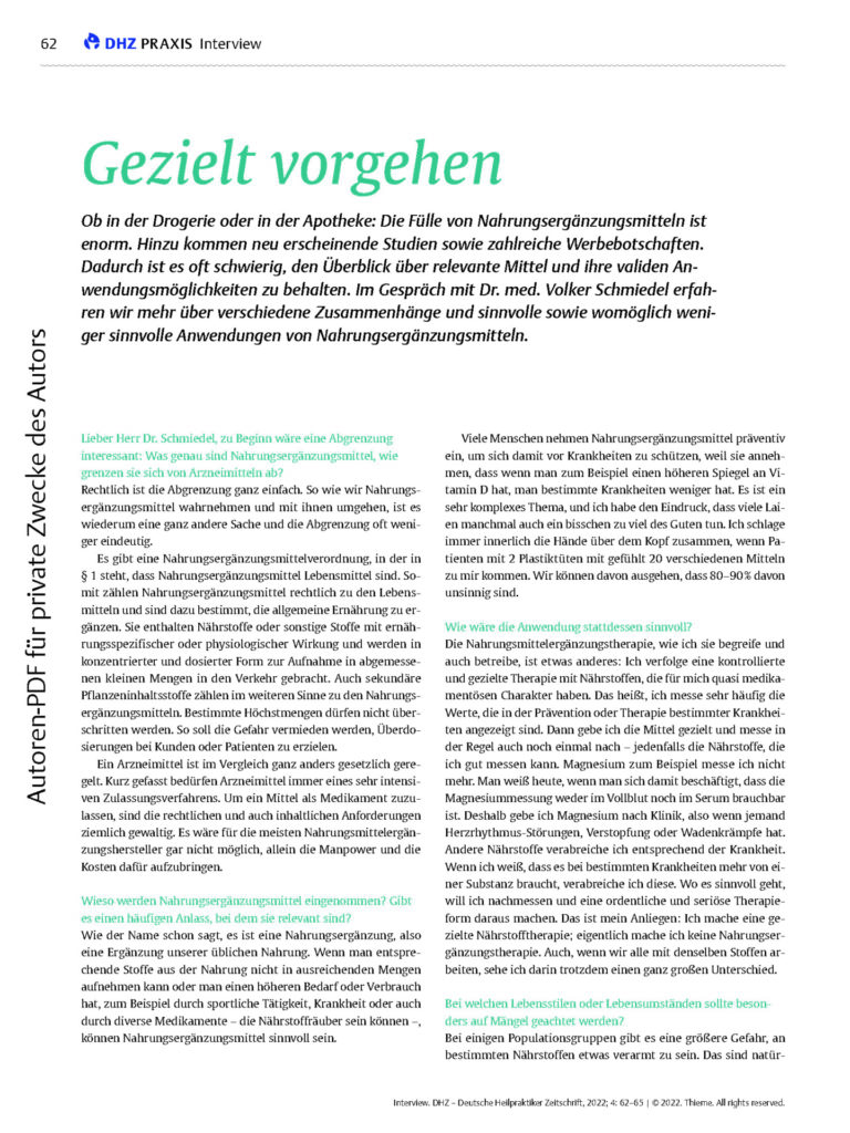 Gezielt vorgehen – bei der Einnahme von Nahrungsergänzungsmitteln - Dr ...